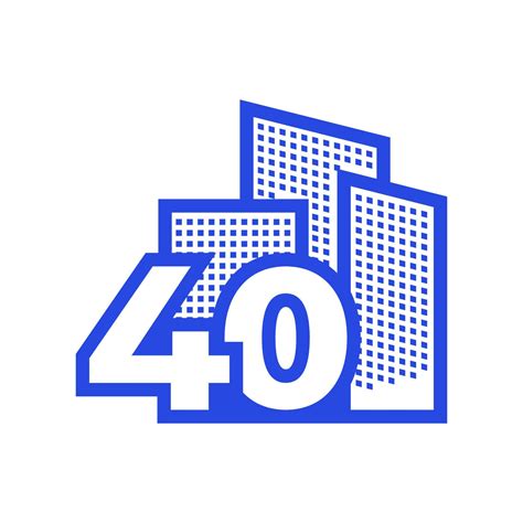Number 40 With Building Logo Design Vector Graphic Symbol Icon