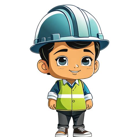 Cartoon Engineer Boy Wearing Hard Hat 48041292 Png