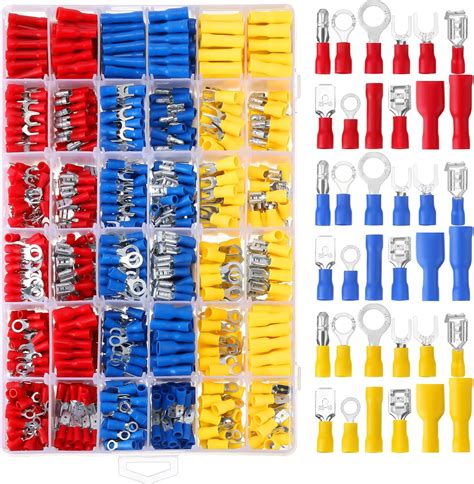 1200 Piezas Kit De Conectores De Cables Eléctricos Aislados Terminales De Crimpado De Cables Kit