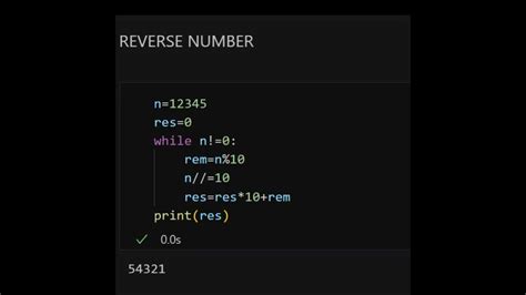 Reverse Number Using While Loop Youtube
