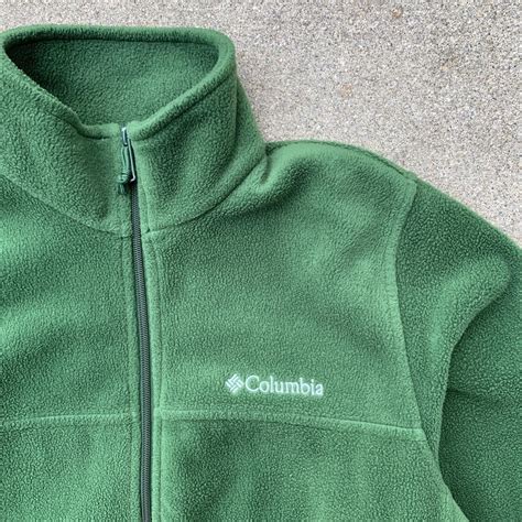 Columbia Fleece Zip Up Jacket Green So Soft And Depop