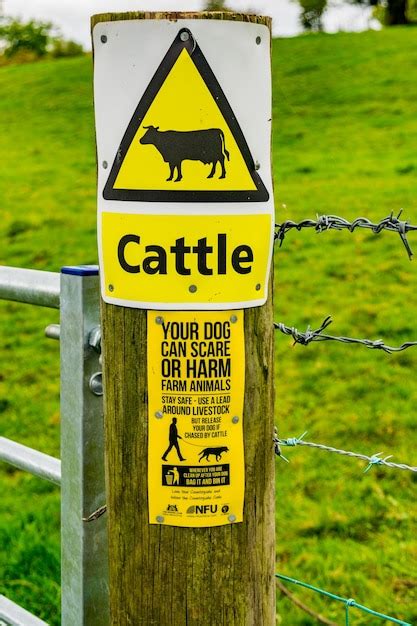 premium photo close up of warning sign on field