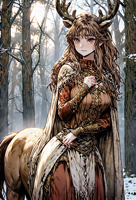 Anime Style Image Of A Woman Dressed In A Costume With Horns And A