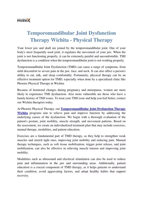 Ppt Temporomandibular Joint Dysfunction Therapy Wichita Physical