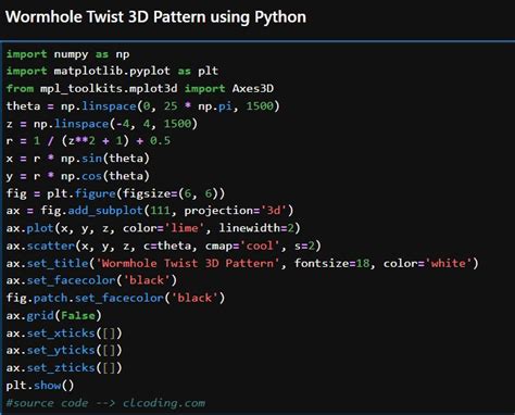 Wormhole Twist 3d Pattern Using Python ~ Computer Languages Clcoding