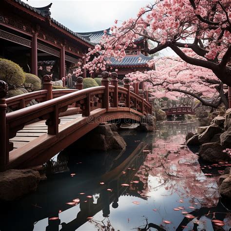Chinese Cherry Blossom Tree With Bridge Travel Series Cherry