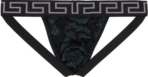 Versace Underwear Black Barocco Jockstrap Versace Underwear