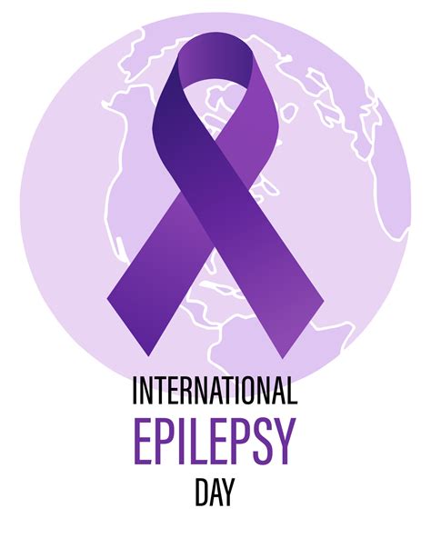 World Epilepsy Day Purple Ribbon On The Background Of The World Map