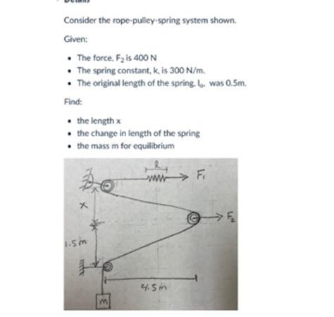 Solved Consider The Rope Pulley Spring System Shown Given