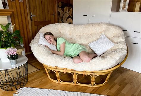 Shaggy Double Papasan Cushion Fluffy Pillow For Mamasan Shaggy