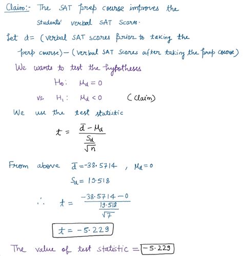 Solved An Sat Prep Course Claims To Improve The Test Score Of