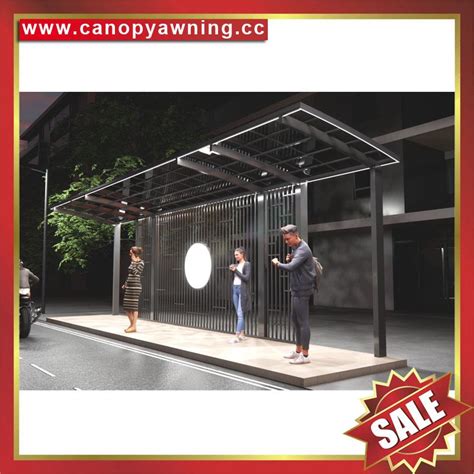 Public Aluminum Polycarbonate Bus Stop Shelter Canopy Awning 2x6