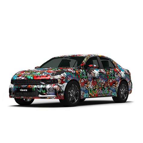 Vicrez Vinyl Car Wrap Film Vzv10825 Cartoon Graffiti Overlap Pattern