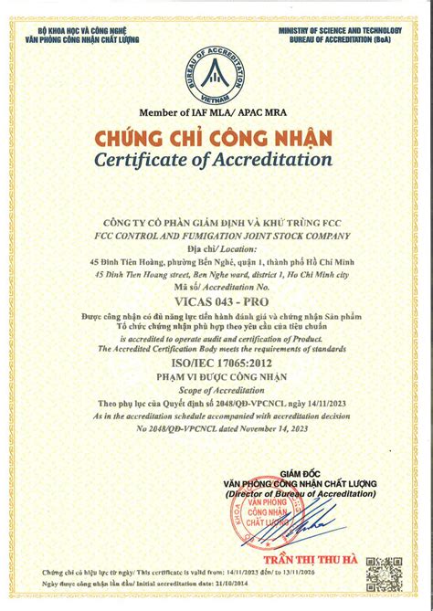 Certificate For Product Certification Pro Isoiec 17065 Fcc Company