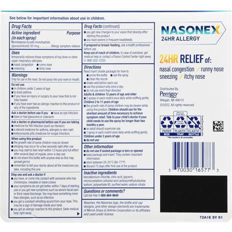 Nasonex 24hr Allergy Nasal Spray 24 Hour Non Drowsy Allergy Medicine