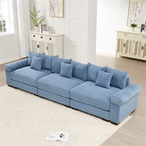 130 Corduroy Sectional Couches For Living Room Blue Comfortable