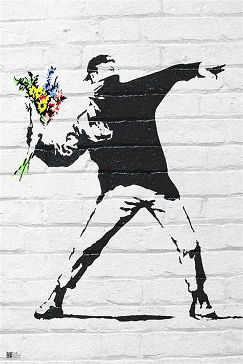 Banksy Poster Throwing Flowers Banksy Graffiti Straßenkunst Banksy