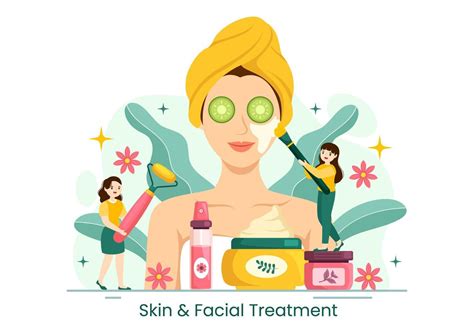 Facial And Skin Treatment Illustration With Women Skin Care Anti Age