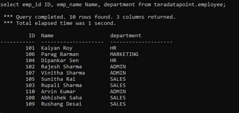 Alias In Teradata Teradata Point