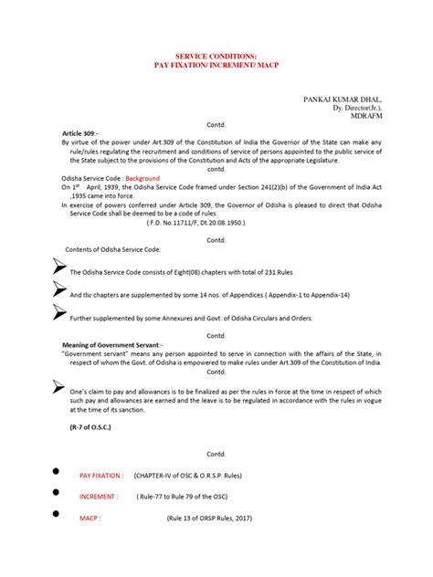 Pay Fixation Increment Macp Pdf Government