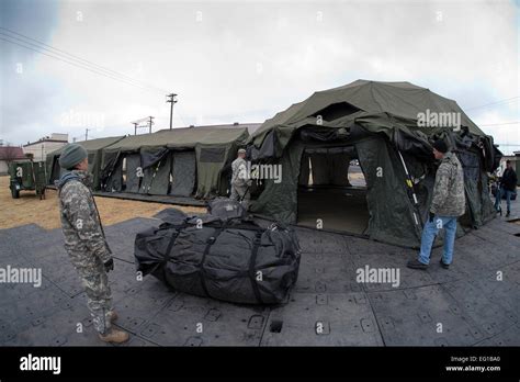 Yokota Air Base Japan Pacific Command Personnel Build Tents March
