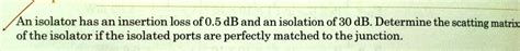 An Isolator Has An Insertion Loss Of05 Dband An Isolation Of 30 Db