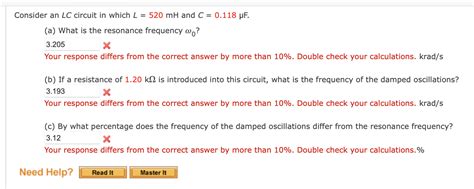 Solved Consider An LC Circuit In Which L MH And Chegg