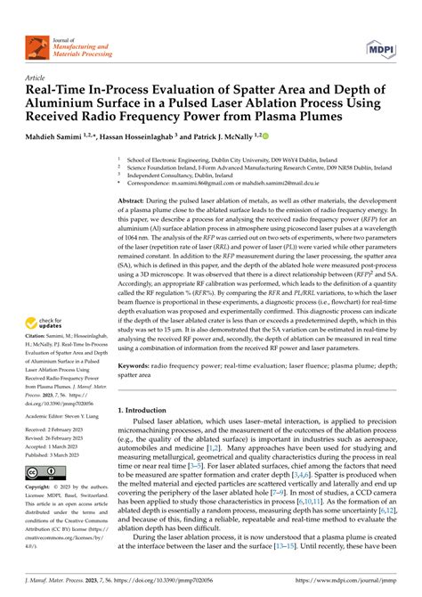 Pdf Real Time In Process Evaluation Of Spatter Area And Depth Of