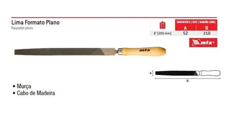 Lima Chata Tipo Murça 8 Polegadas 200 Mm Cabo De Madeira Mtx Mercadolivre