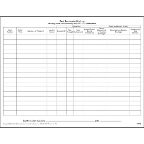 Security Seal Accountability Log