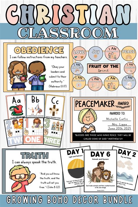 Christian Classroom Decor Bundle In Boho Colours A Growing Biblical