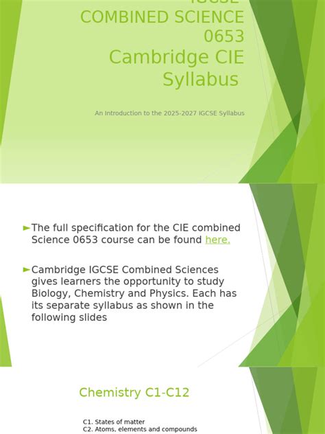 Combined Science 0653 2025 2027 Pdf Chemistry Physical Sciences