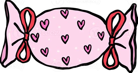 Retro Valentine Love Wrapped Candy Doodle Hand Drawn 55351801 Png