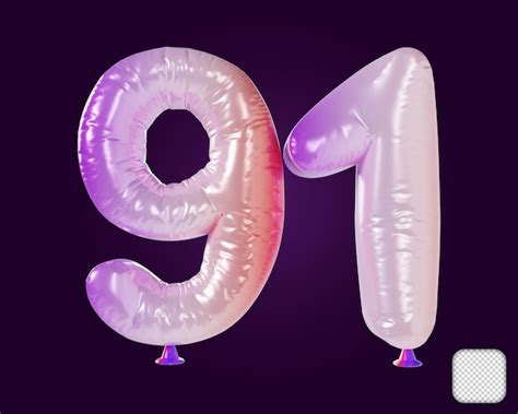 Premium Psd Balloon Number 91 Rainbow 3d Illustration