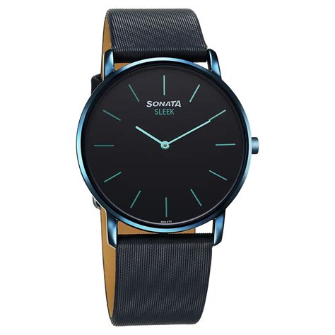 Buy Online Sonata Sleek Quartz Analog Blue Dial Blue Leather Strap