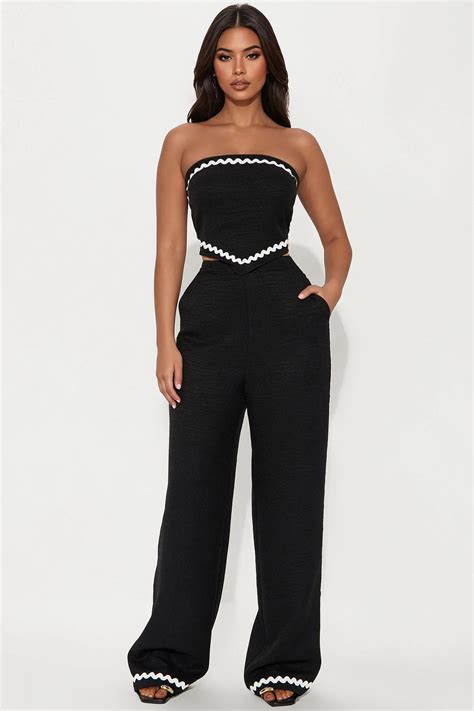 Brenda Linen Pant Set Black Fashion Nova