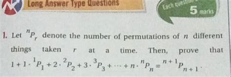 1 Let Npr Denote The Number Of Permutations Of N Different Things Taken