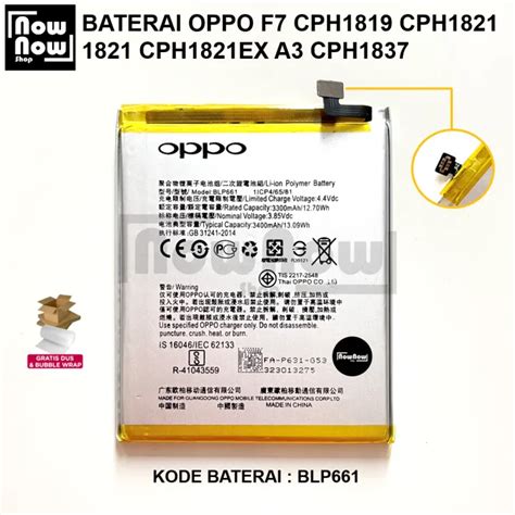 Baterai Oppo F7 Cph1819 Cph1821 1821 Cph1821ex A3 Cph1837 Blp661