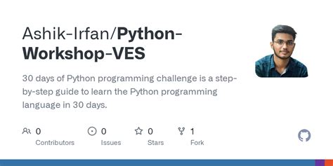 Github Ashik Irfanpython Workshop Ves 30 Days Of Python Programming
