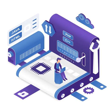 Programming Isometric Vector Illustration Stock Vector Illustration