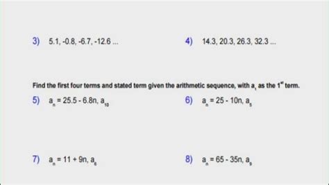 Arithmetic Sequence Worksheet Db Excel