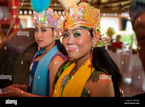 Teenage Girls At Dance And Cultural Performance Near Borobodur