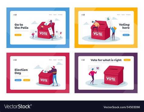 Election Or Social Poll Landing Page Template Set Vector Image