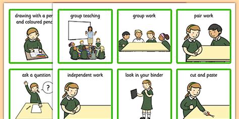 Editable Classroom Visual Aid Cards Girl Twinkl