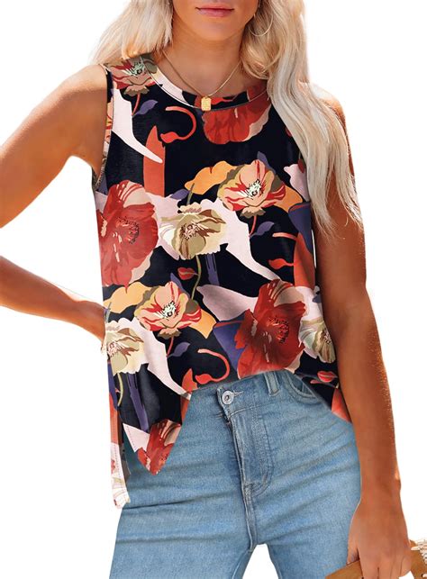 Fantaslook Womens Tank Tops Crewneck Sleeveless Summer Shirts Side