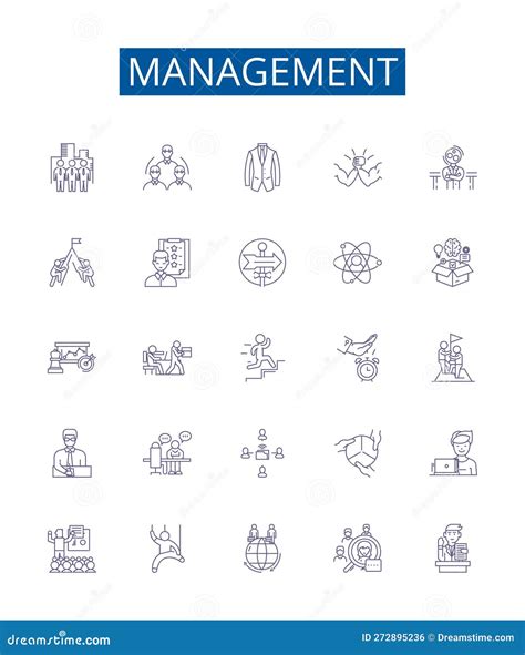 Management Line Icons Signs Set Design Collection Of Lead Organize Control Plan Direct