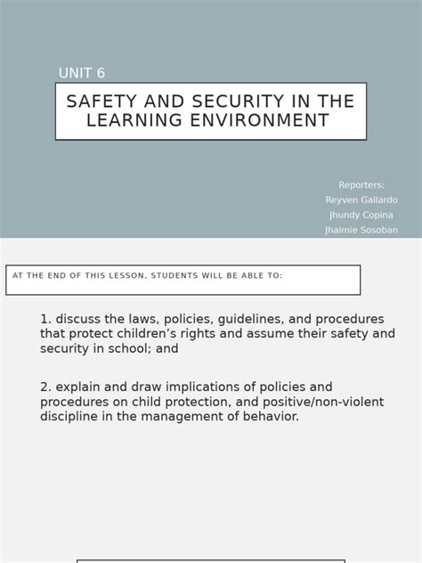 Ensuring Safety In Learning Environments Pdf Disciplines Bullying