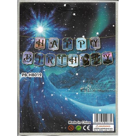 Starry Frozen Night Design Happy Birthday Banner Banderitas Flag Party