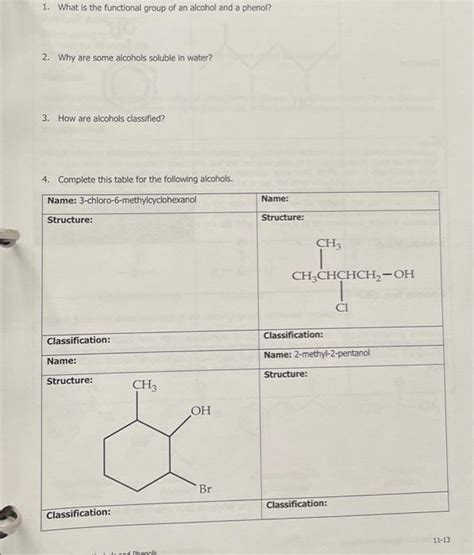 Solved 1 What Is The Functional Group Of An Alcohol And A