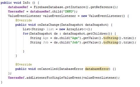 Android Reading And Storing A Set Of Data From Firebase Database